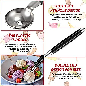Double-Sided Fruit Melon Baller Spoon, 2 in 1 Stainless Steel Melon Ballers Melon Scoop for Watermelon Cantaloupe Ice Cream,18cm, Black/Silver
