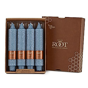 Root Candles Timberline Collenette 4-Count Unscented Dinner Candles, 7-Inch, Williamsburg Blue