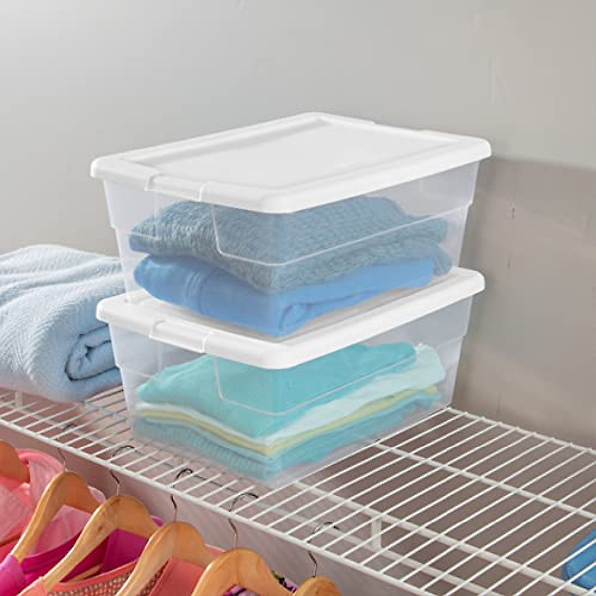 Sterilite 16 Quart Multipurpose Clear Plastic Stacking Storage Container Box with Secure Latching Lid for Home or Office Organization, 108 Pack