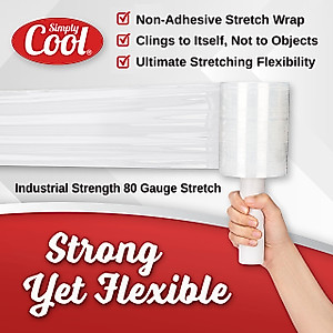 2 Pack Industrial Strength Mini Hand Stretch Wrap 5" 1000 Ft Roll 80 Gauge Thick Clear Cling Plastic Moving Supplies Durable Self-Adhering Packing Pallet Furniture Heavy Duty Shrink Film