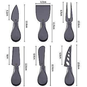 YQ 6-Pieces Cheese Knife Set for Charcuterie Board Accessories,Coated Cheese Knives and Spreader Set,Wedding Housewarming Party Mother Father Valentine Gifts (navy blue)