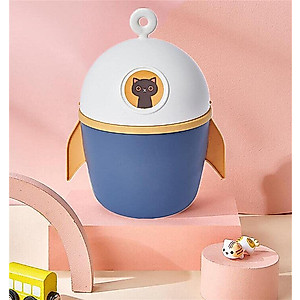 ESD HSDMYSH Cute Rocket Desktop Trash Can Countertop Trash Can Tabletop Trash Can Mini Garbage cans for Bedroom Living Room Bathroom Small Wastebasket Shake Lid (Blue)