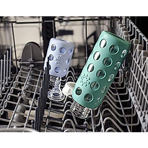 Lifefactory 6 Bottle Starter Set (4) 4-Ounce Baby Bottle in Mint/Blanket (2) 9-Ounce Baby Bottle in Kale/Blueberry (2) Flat Caps (2) Sippy Caps (2) Stage 2 Nipples, Mint/Blanket/Kale/Blueberry/White