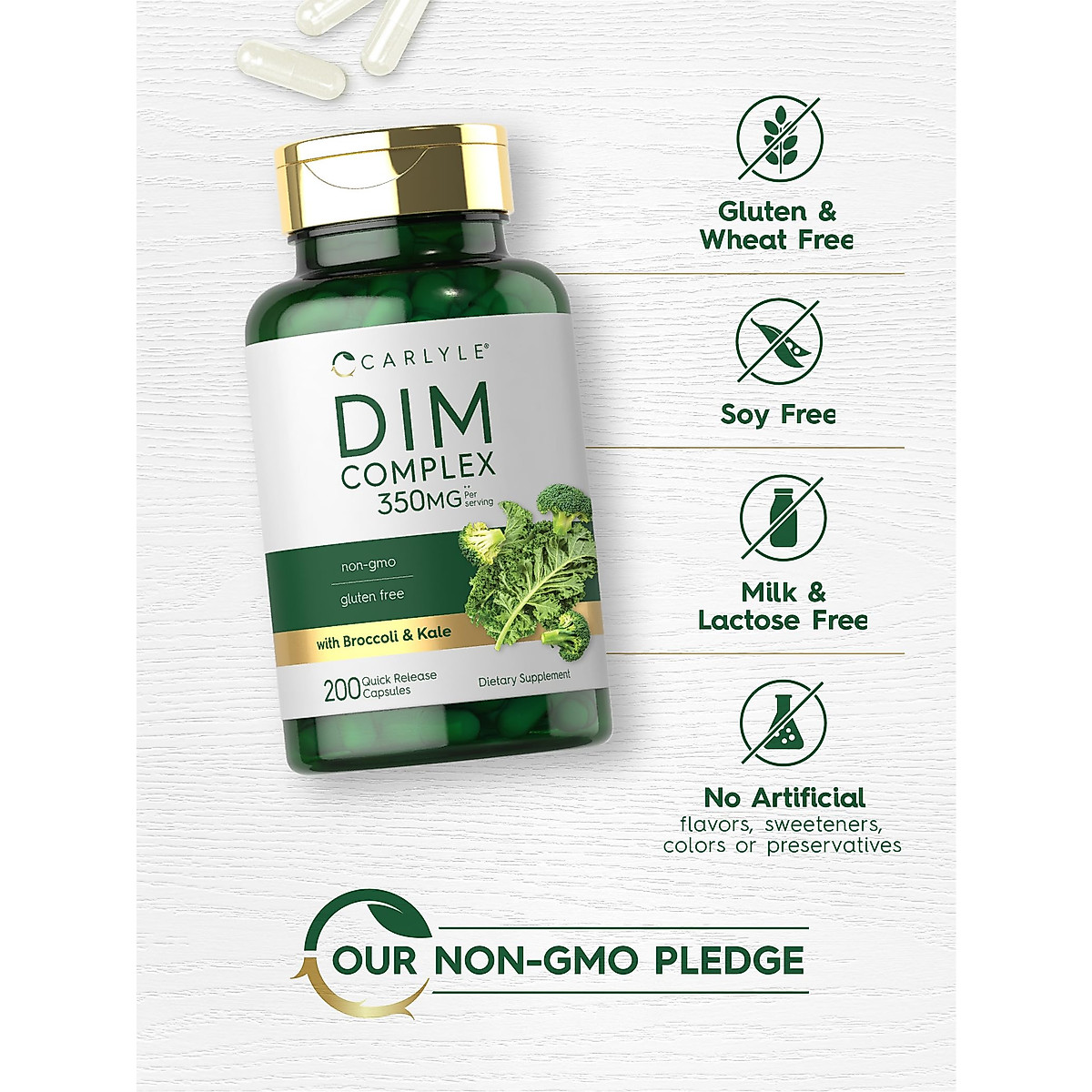 Carlyle DIM Supplement for Women & Men | 350mg | 200 Count | Vegetarian, Non-GMO & Gluten Free Complex