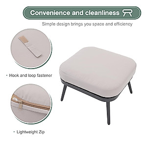 OC Orange-Casual Patio Footstool Ottoman,2-Piece Set Iron Footrest Ottoman with Premium Fabrics,Includes Thick Cushions, Seating for Living Room,Indoor, Outdoor, Garden