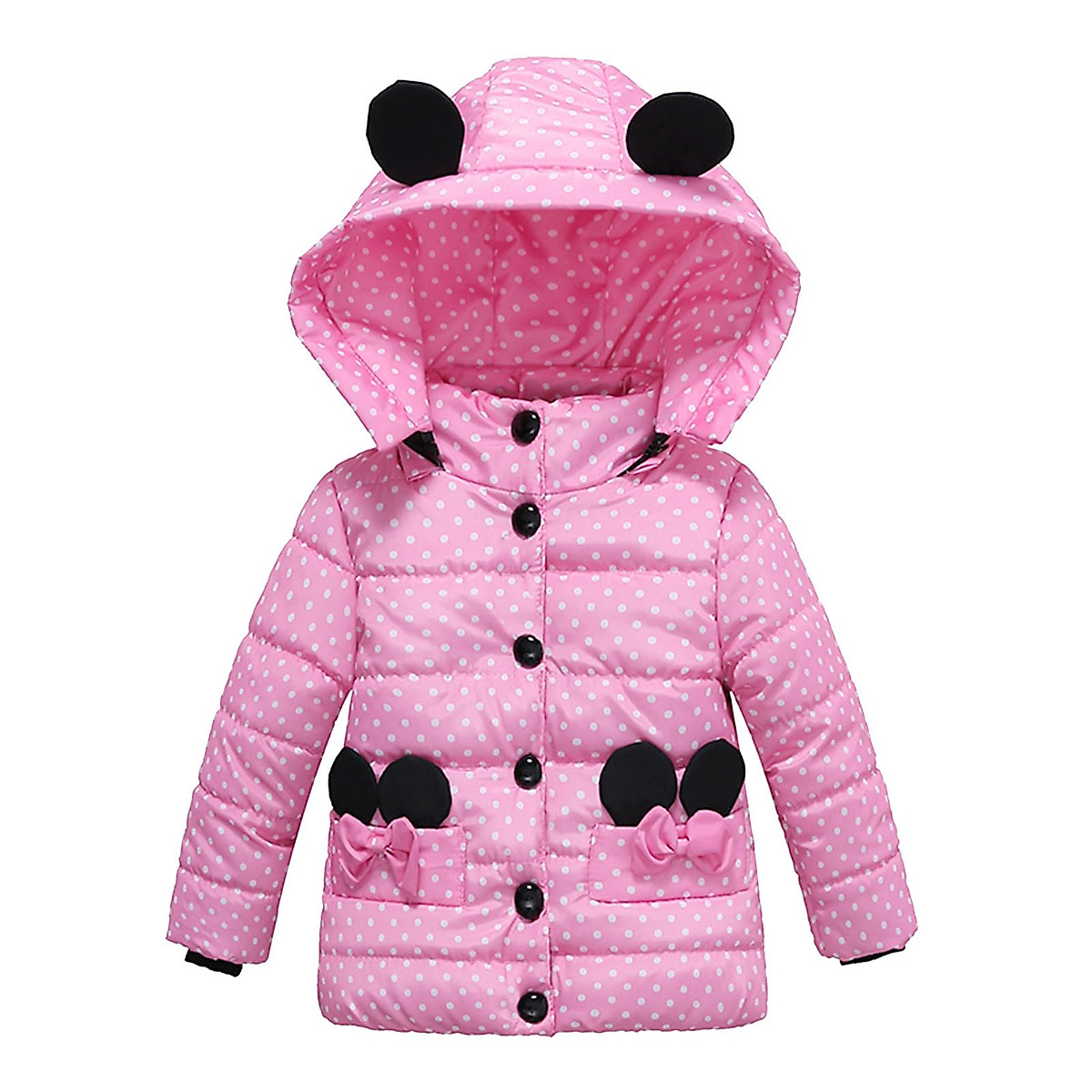 Girls Zip up Hoodie Jacket Hooded Warm Puffer Jacket Parka Coat Outwear with Pockets for Fall Winter Pink