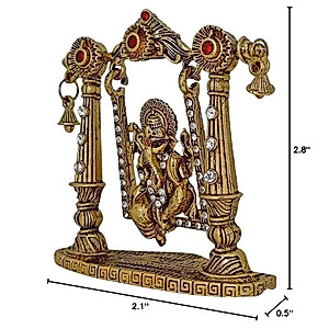 Imagine Mart Ganesh Ji, Ganesha, Shidhi Vinayak Ji Golden Idol on Jhula Statue for Car Dashboard | Mandir Pooja Murti | Temple Puja | Home Decor | Office Table Showpiece