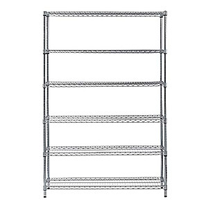 Muscle Rack WS481872-Z Steel Shelving Unit, 6 Shelf, 48" Width, 72" Height, 18" Depth, Zinc