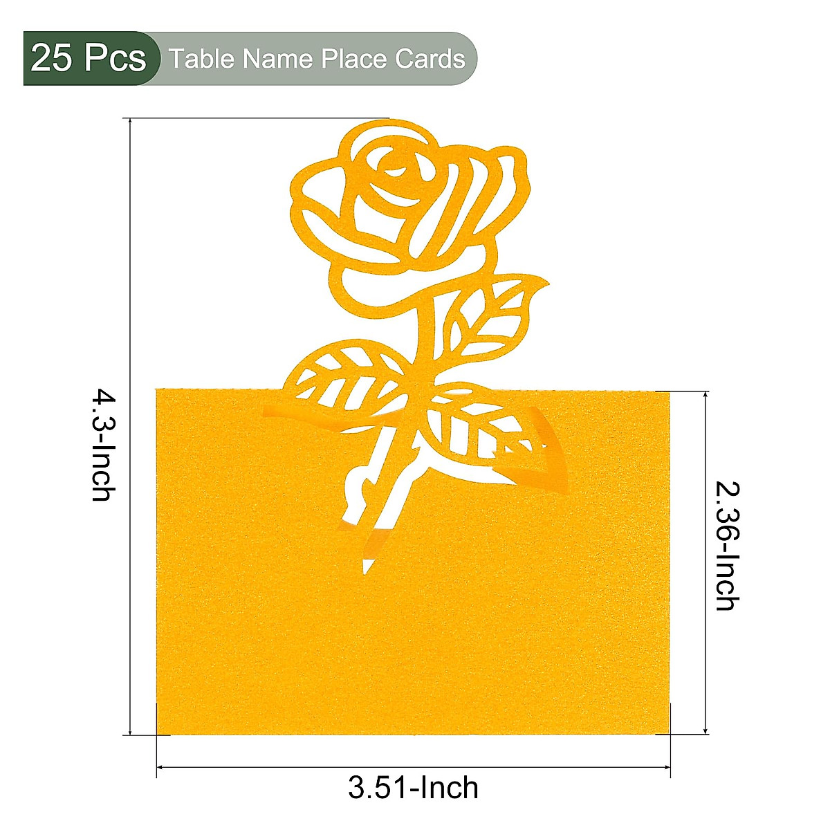 YOKIVE Place Cards for Table Setting, 25Pcs Name Cards Wedding Place Cards Table Place Cards Rose Blank Card for Wedding Reception Dinner Party, Yellow