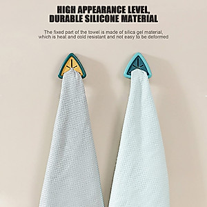 SEPPR Towel Hook Holder Grabber, Drill Free Self Adhesive Push Hooks Firmly, Anglecai Self-Adhesive Towel Stopper Dish Cloth Hook for Kitchen Bathroom Towel Organization