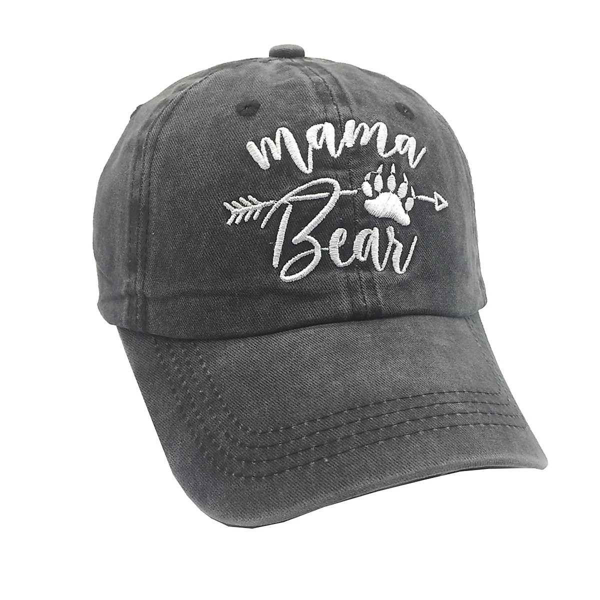 LOKIDVE Women's Mama Bear Arrow Baseball Hat Embroidered Washed Denim Mom Cap