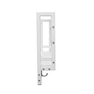 JJS Floating Book Shelf Coat Rack, Wall Mounted Storage Shelves with Coat Hooks Key Holder for Entryway Hallway Bathroom Living Room Bedroom, White, Set of 2
