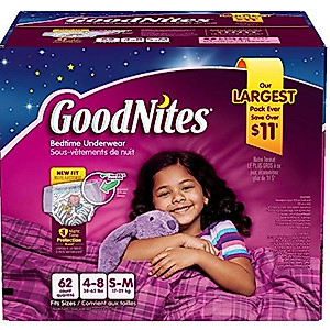 Goodnites Bedtime Underware for Girls Small/medium 62 Count