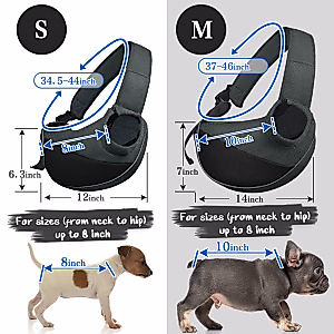AOFOOK Dog Sling Carrier, Adjustable Puppy Sling Carrier, Pet Carrier Purse Dog Backpack Carrier Dog Carrying Bag Small Animal Carriers Cat Sling M Black