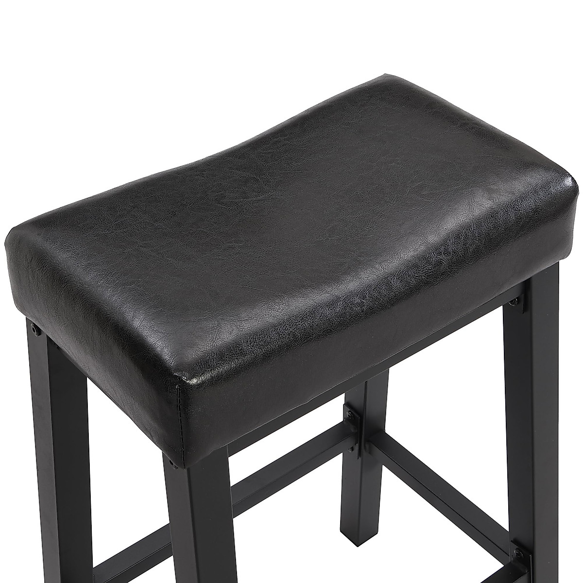 eHemco Heavy-Duty Padded Faux Leather Saddle Seat Kitchen Counter Height Barstools, 18.9 Inches, Black