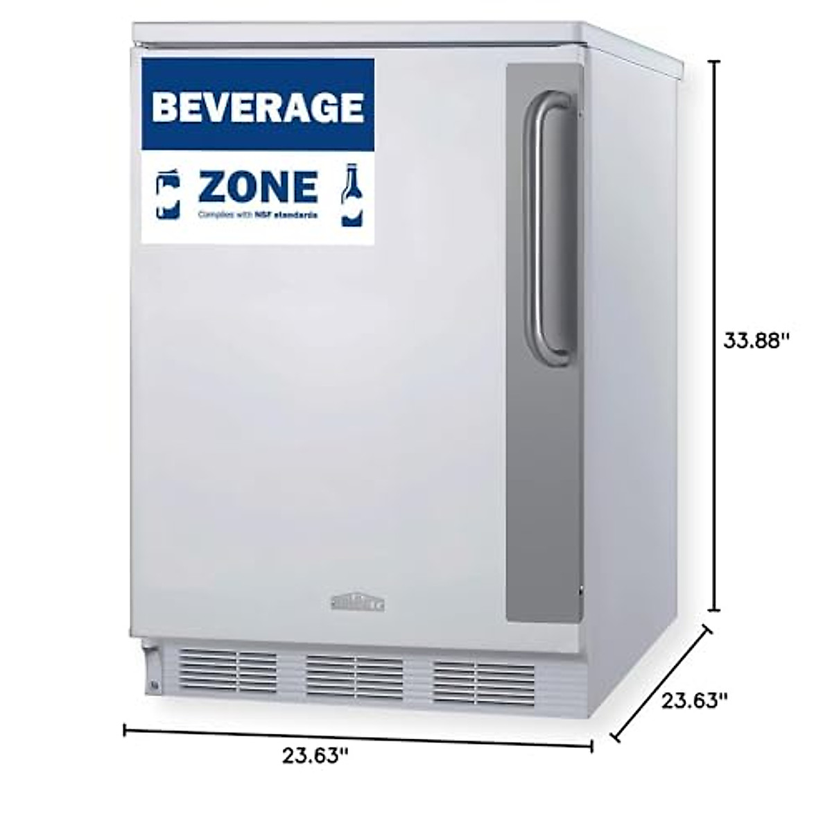 Summit Appliance FF6W7BZLHD Commercial 24" Wide All-Refrigerator; For use in Bars, Restaurants, and Other Commercial Environments; 5.5 cu.ft Capacity; Automatic Defrost; Left Hand Door Swing
