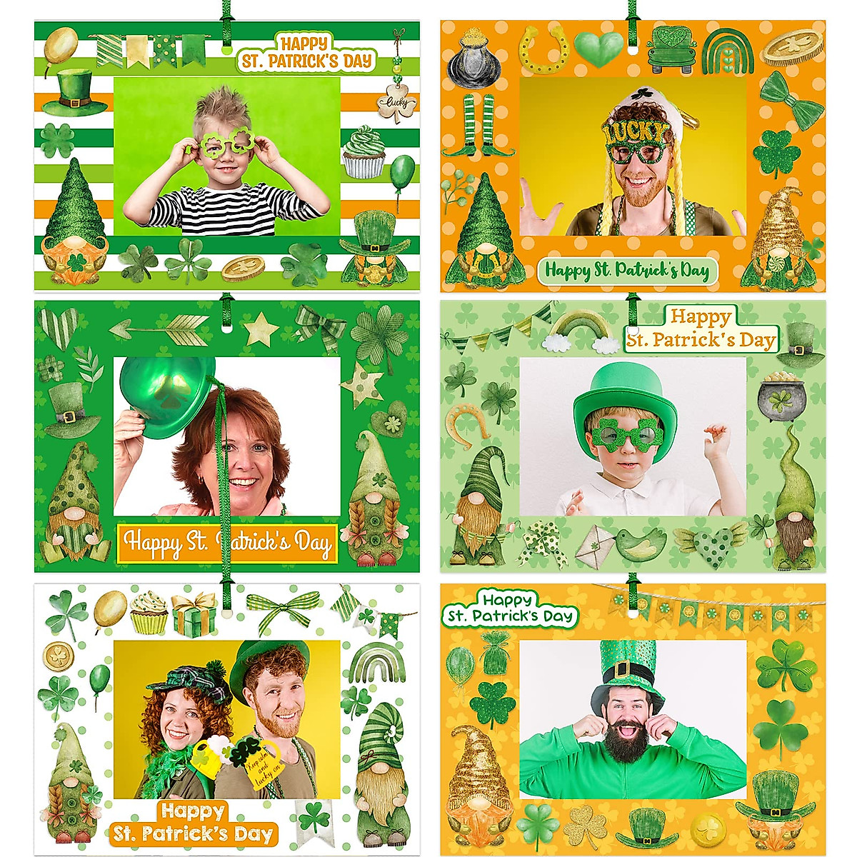 ceiba tree 18pcs St. Patrick's Day Craft Kits for Kids Happy St. Patrick's Day Picture Frame Craft Photo Cards with Stickers Shamrock Party School Home Activity