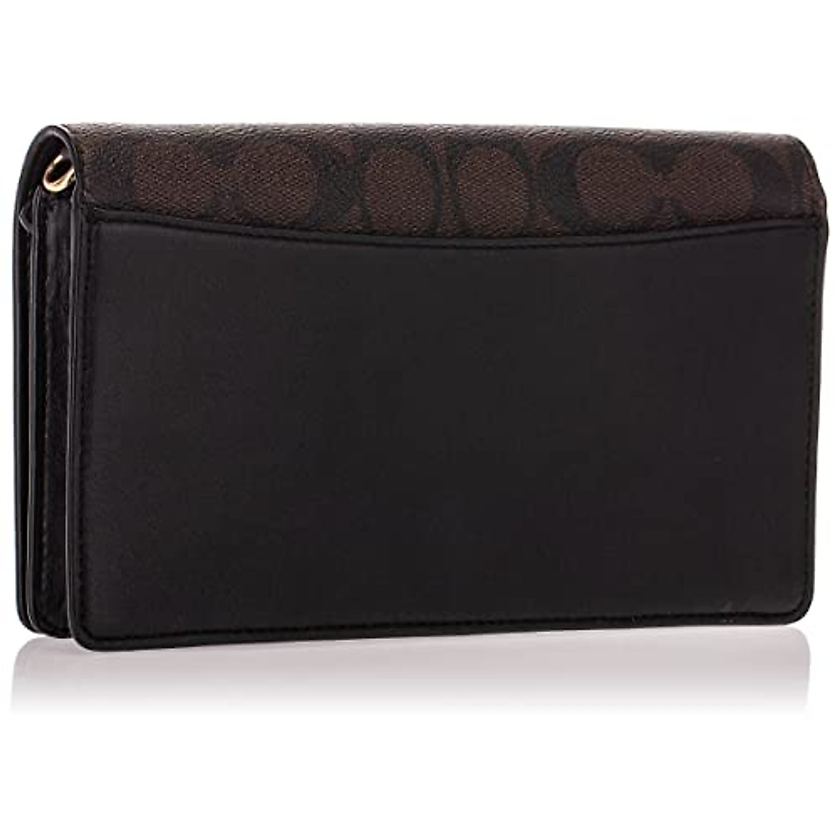 Coach Anna Foldover Crossbody Clutch in Signature Coated Canvas Brown Black