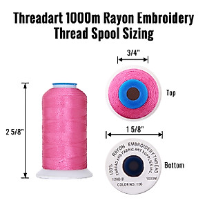 Threadart Rayon Machine Embroidery Thread - No. 148 - Christmas Red - 1000M - Strong & Luxurious