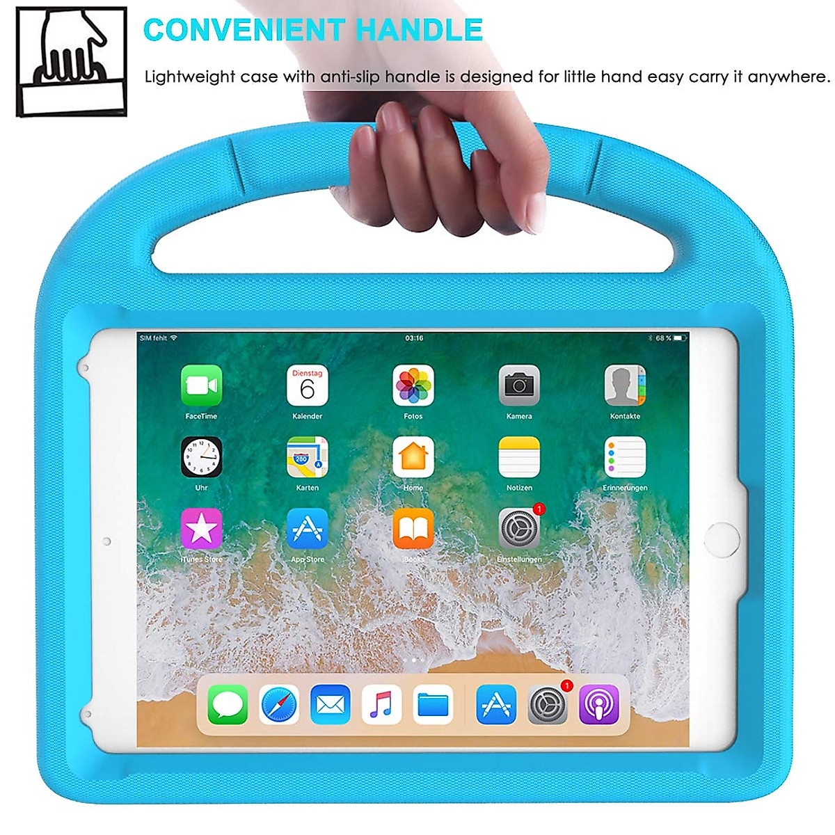 SUPLIK Kids Case for iPad Mini 5/4/3/2/1 (7.9"), Durable Shockproof Protective Handle Bumper Stand Cover with 2*Screen Protectors for 7.9 inch Apple iPad Mini 5th/4th/3rd/2nd/1st Generation, Blue