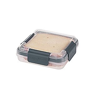 SnapLock by Progressive Sandwich To-Go Container - Gray, Easy-To-Open, Leak-Proof Silicone Seal, Snap-Off Lid, Stackable, BPA FREE