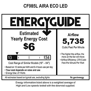 Luminance kathy ireland HOME Aira Eco LED 72 Inch Ceiling Fan | Large Indoor/Outdoor Fixture with Integrated Lighting | Modern 8 Blade Design with 6-Speed Wall Control | Damp Rated, Platinum