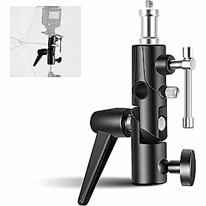 NEEWER Camera Flash Bracket H-Type Mount with Umbrella Softbox Holder, 180° Swivel Adjustable Metal Light Stand Adapter with 1/4" to 3/8" Screw Adapter for Speedlite LED Lamp Light Stand Tripod