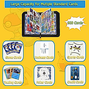 Balmado Trading Card Binder Card Holder - Binders for Cards Fit 900 Cards with 50 Removable Card Sleeves Binder Sheets, Double-sided 9 Pocket Football Card Binder for Standard Size Card Collection