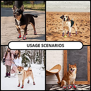 MUSIMC Dog Shoes for Small Medium Dogs Waterproof Puppy Dog Boots with Safety Reflective Dog Paw Protectors for Winter Hot Pavement Rainy Day with Anti Slip Rubber Sole (Red, Size 2)