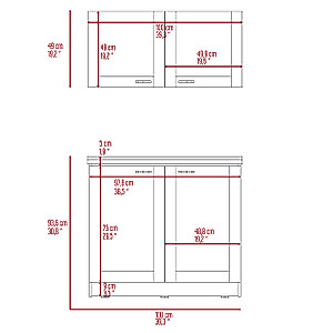 FM FURNITURE Perseus 2-pc Kitchen Cabinet Set Includes Countertop Base Unit and Wall Mounted Cupboard