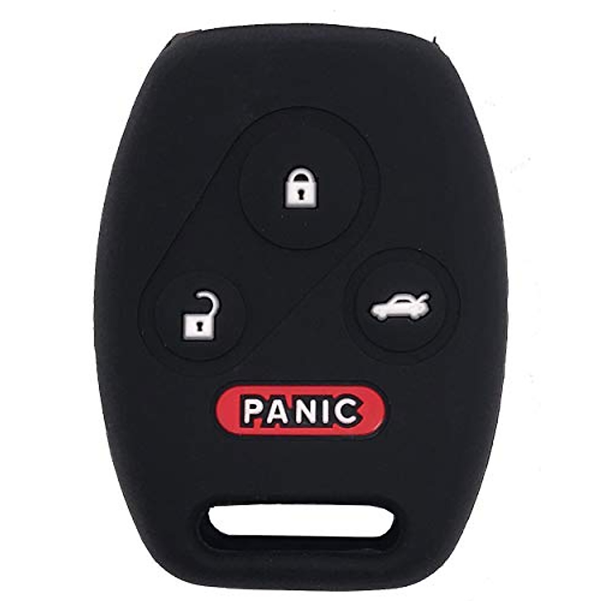 4 Buttons Protector Silicone Key Fob Cover Skin Jaket For Honda 2003-2012 Accord 2006-2013 Civic EX 2009-2015 Pilot 2005-2006 CR-V Ridgeline Odyssey Key Fob (Black)