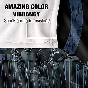 Marvel Black Panther Blanket, 36"x58", Wakanda Forever Blue, Silky Touch Super Soft Throw Blanket