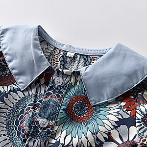 xirubaby Baby Girl Boy Brother and Sister Matching Outfits Floral Printed Dress +Shorts Easter Sets(navy-girl,110/4T)