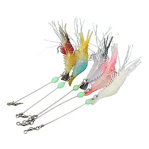 KUIDAMOS Fishing Lures, Fluorescent 5 Colors 10Pcs Soft Soft Shrimp Fishing Tackle for Freshwater Saltwater