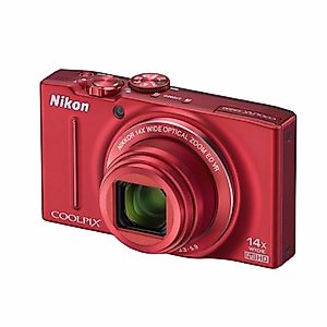 Nikon COOLPIX S8200 16.1 MP CMOS Digital Camera with 14x Optical Zoom NIKKOR ED Glass Lens and Full HD 1080p Video (Red)