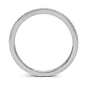 ORO LEONI 925 Sterling Silver Cubic Zirconia Stackable Ring. (SILVER-2, 8)