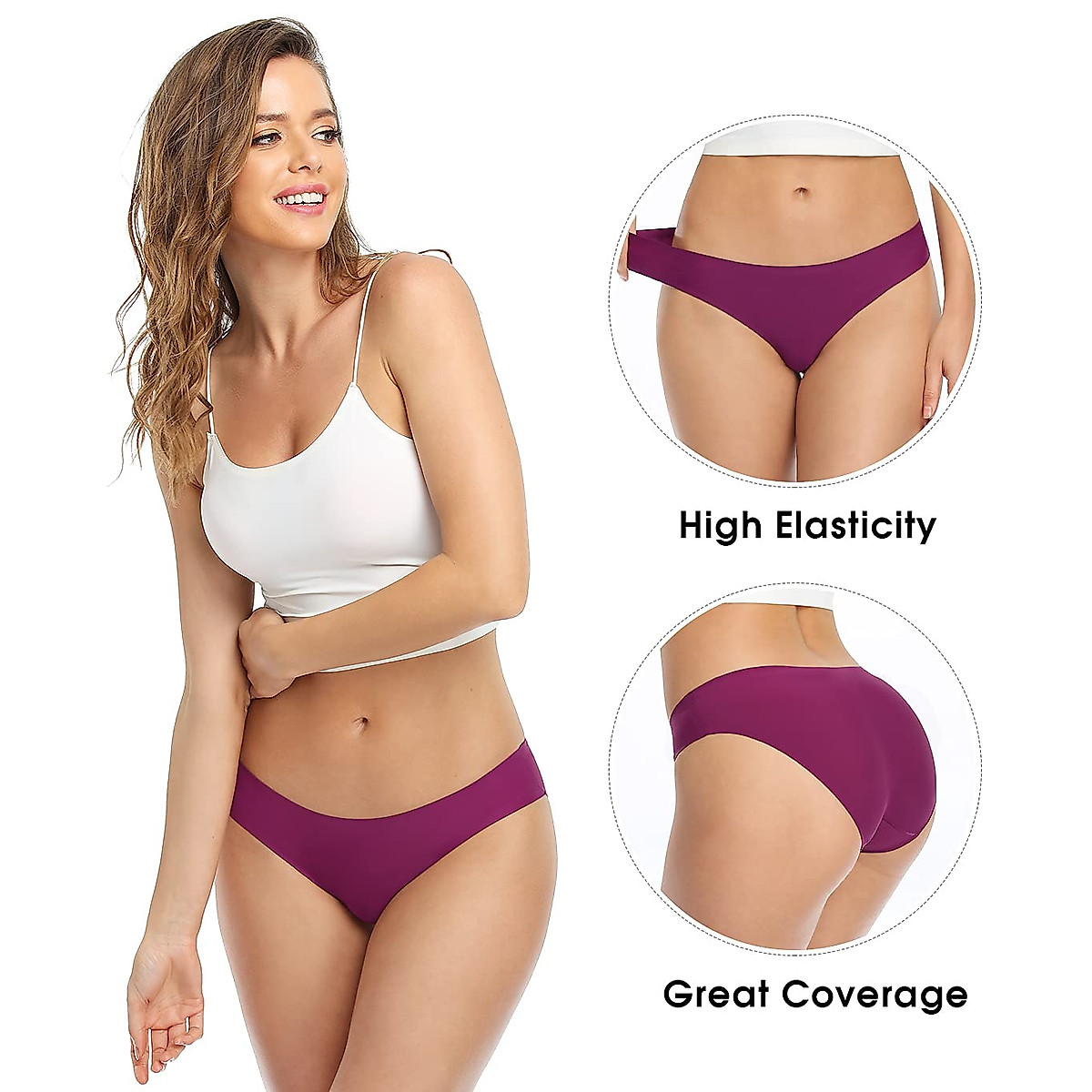 Xibing 10 Pack Womens Seamless Underwear No Show Stretch Bikini Panties Breathable Invisible Hipster Panty(5004M,Multicolor2)