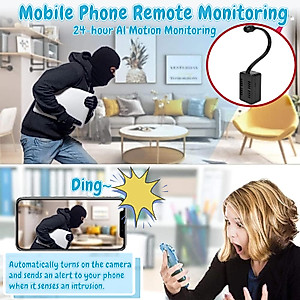 Mini WiFi Camera, 1080p X7 Remote Secret Spy Camera with Small Adjustable Snake Lens, Portable Night Vision Hidden Camera,Record Video, Motion Detection, for Indoor Outdoor