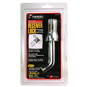Trimax Standard 1/2" Dia. Resettable Combinaiton Bent Pin Receiver Lock MAG125, Clam Packaging, Chrome