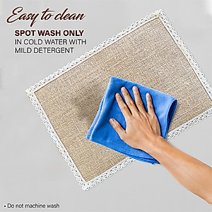 Burlap Placemat 8 pc Set, Farmhouse Placemats Set of 4 with Coasters, Jute Rustic Place Mats and Coasters, Linen Table Mats and Coasters, Set of 4, Heat Resistant