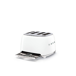 Smeg 50's Style Retro Aesthetic 4 Slice Toaster 6 Presets Extra Wide Slots White TSF03WHUS