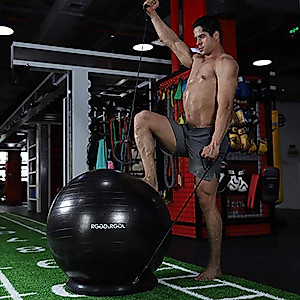 RGGD&RGGL Exercise Ball Chair(55-75cm), Extra Thick Yoga Ball with Stability Ring, Workout Guide,Anti-Burst Balance Ball for Workout and Fitness (Sliver, 55cm)