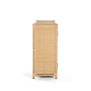 KOUBOO Rattan Chippendale Storage Cabinet with 2 Doors, Natural Color