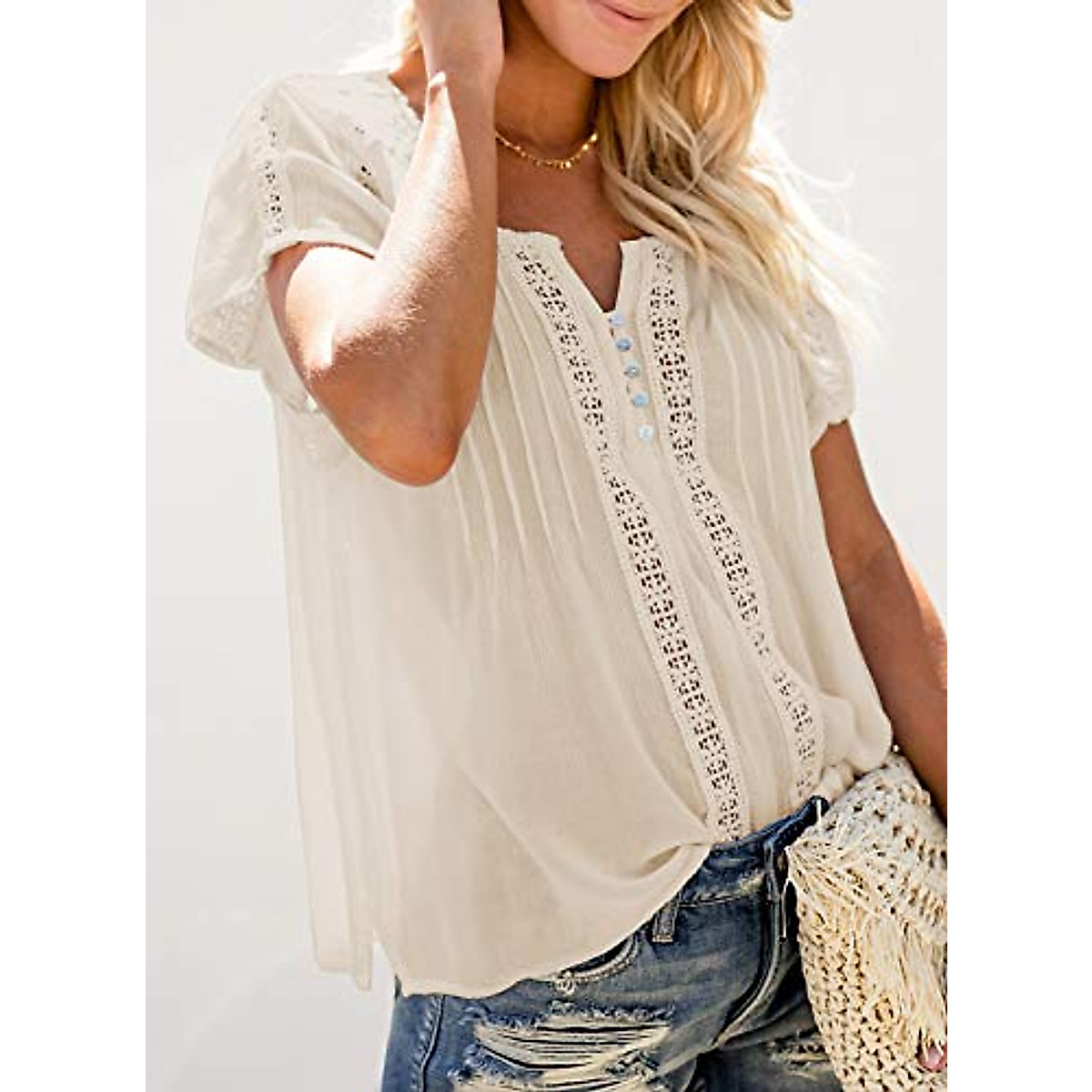 Dokotoo Women's Bohemian, A Apricot, Medium