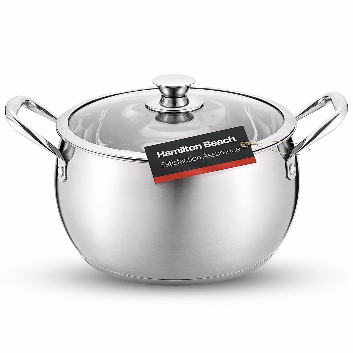 Hamilton Beach Stainless Steel 7-Quart Dutch Oven - Professional Premium Oven Safe Stock Pot with Ergonomic Handle & Glass Lid - Fryer Pot for Braising