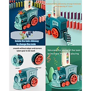 DAWUSU 200 PCS Automatic Domino Train Toy Set,Fun Domino Games for Kids,Domino Games for Boys and Girls Age 3-8