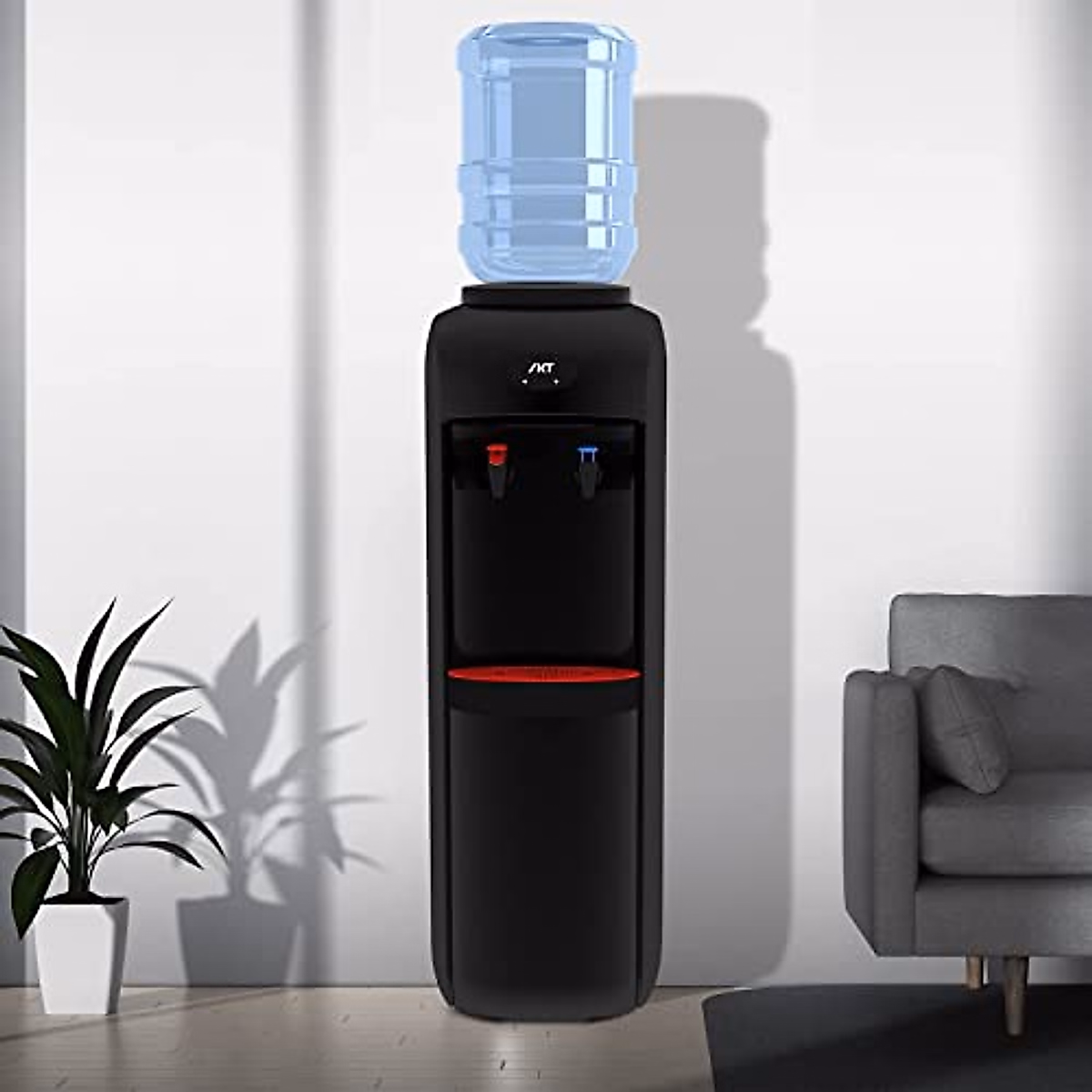 Top Loading Water Dispenser, Water Cooler with Compressor Cooling, Child Safety Lock, Energy Saving, ETL Approved - Hot, Cold & Room Water, 3 Temp Settings, Black