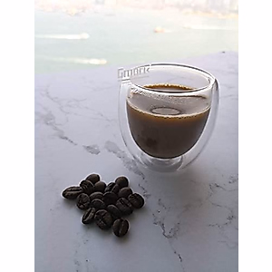 Gmark Espresso Cups Shot Glass 2.7- Ounce Coffee Set of 4 - Lightweight Double Wall Thermo Insulated GM2028