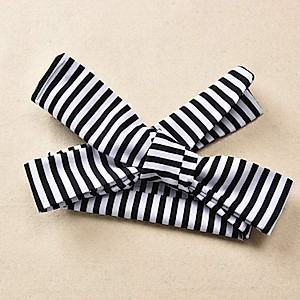 Baby Girl Hawaiian Ruffles Bikini One-Piece Swimsuit Beach Bathing Suit Floral Swimwear+Headband 2 Pcs Set (Black Strips, 0-6 Months)