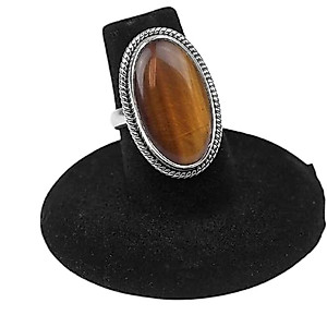 Natural Tiger Eye Gemstone Ring Yellow Tiger Eye Ring 925 Sterling Silver Ring Handmade Ring Vintage Ring Big Gemstone Ring Gift For Her (10)